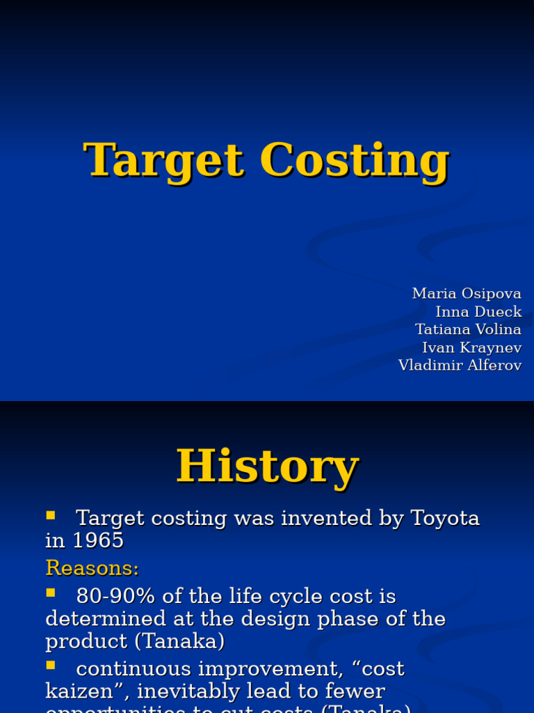 Target Costing Presentation Final | PDF | Production And Manufacturing | Business Process