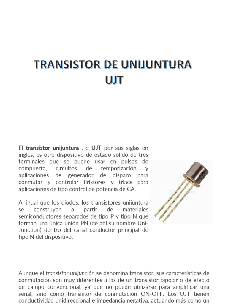 Transistor Unijuntura (UJT) y Aplicaciones | PDF | Transistor ...