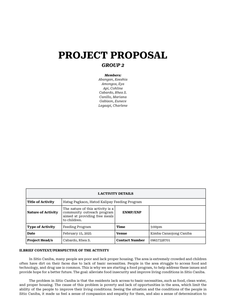Project Proposal Feeding | PDF