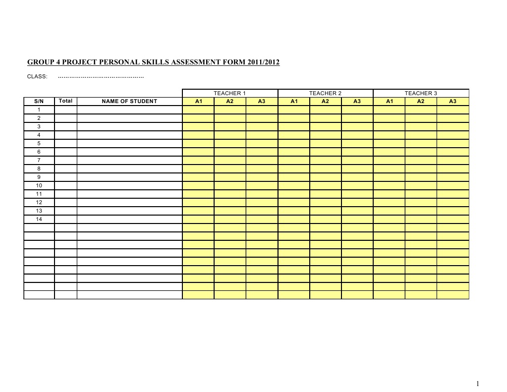 2011/2012 Personal Skills Assessment Form | PDF | Career & Growth