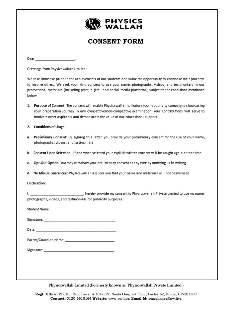 Consent Form 1 | PDF