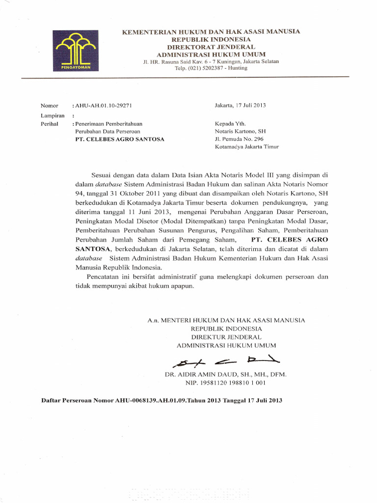 3b. SK Menkeh Akta No 94 (1) PT Candta Buana Surya Semesta | PDF