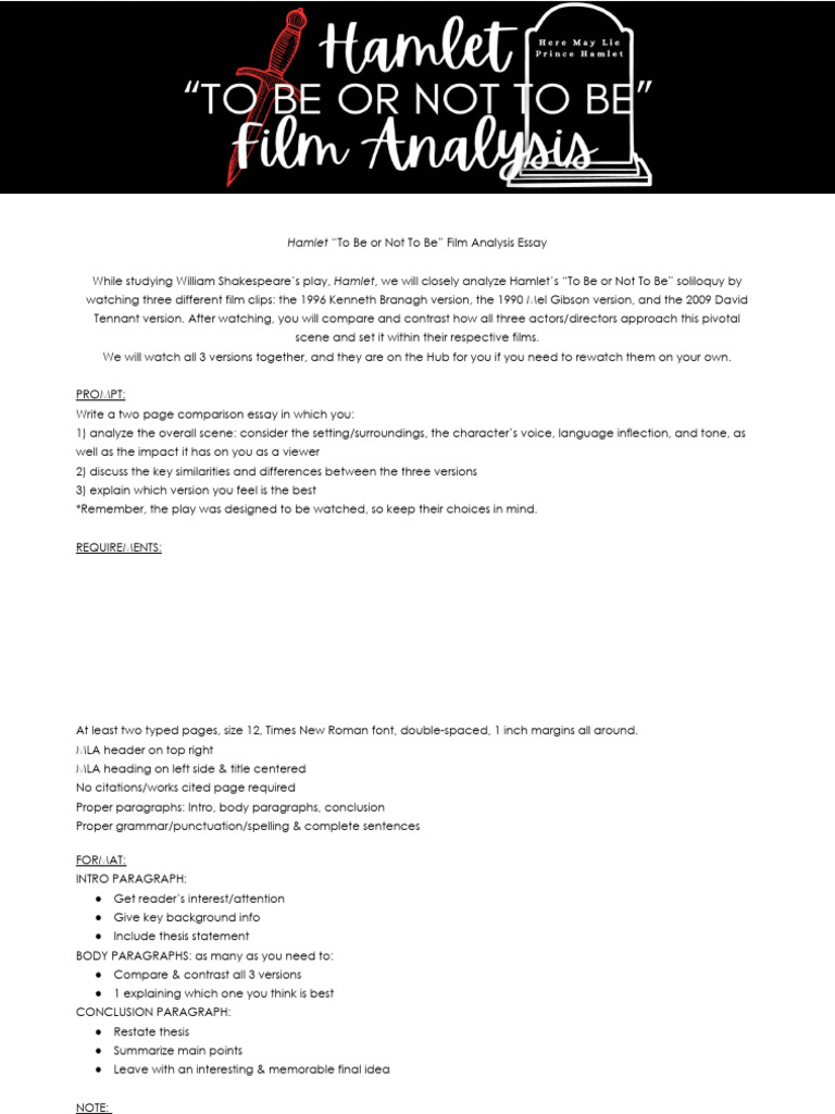 To Be or Not To Be Mini Essay | PDF | Essays | Hamlet