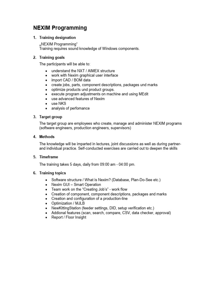 NEXIM Programming Eng | PDF