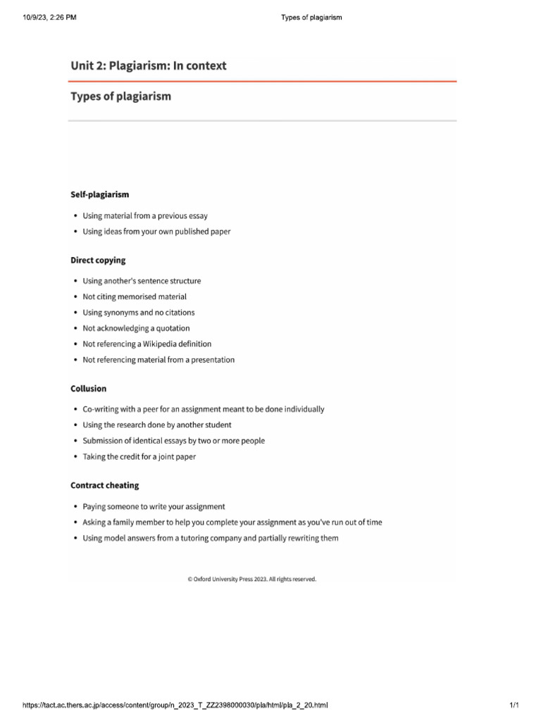 Types of Plagiarism | PDF