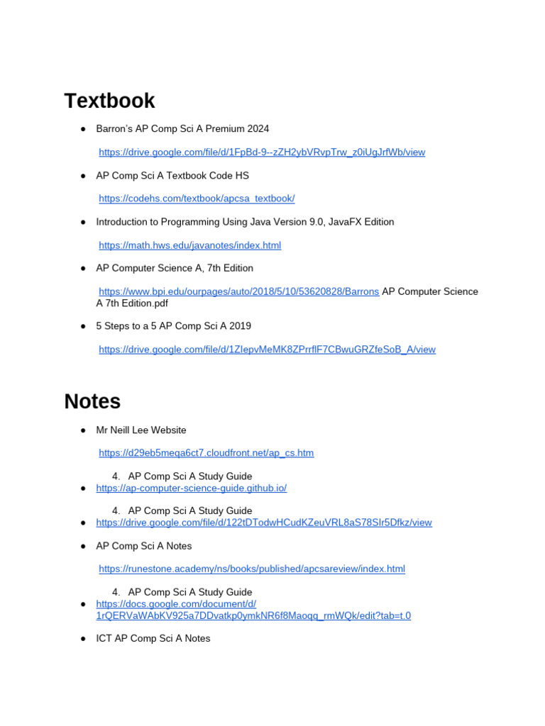 Apcsa Recources | PDF