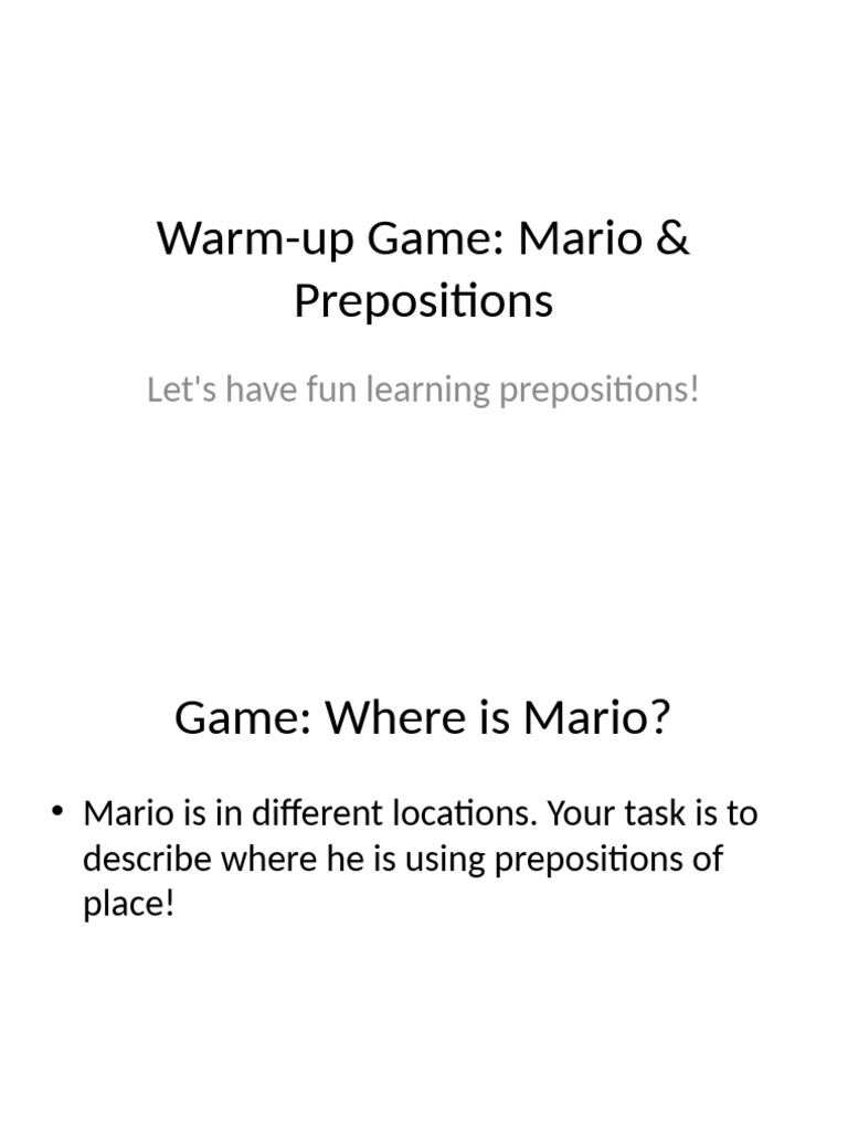 Prepositions Mario Game | PDF