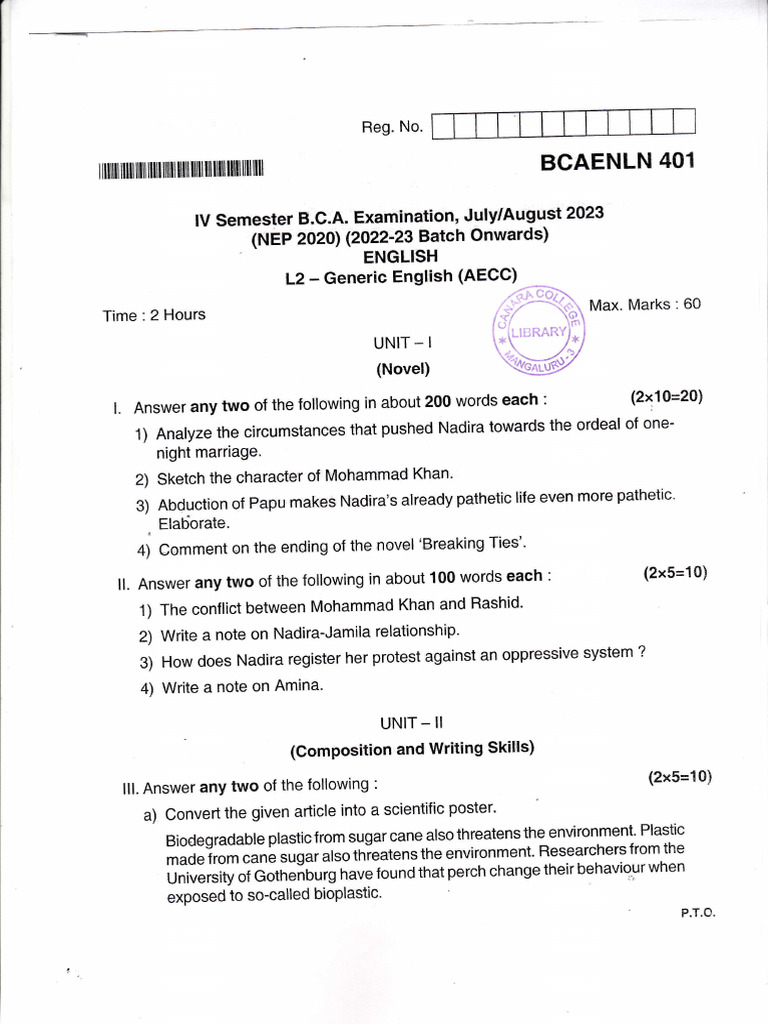 Nep Bca IV Sem Englsh-1 | PDF | Plastic | Materials