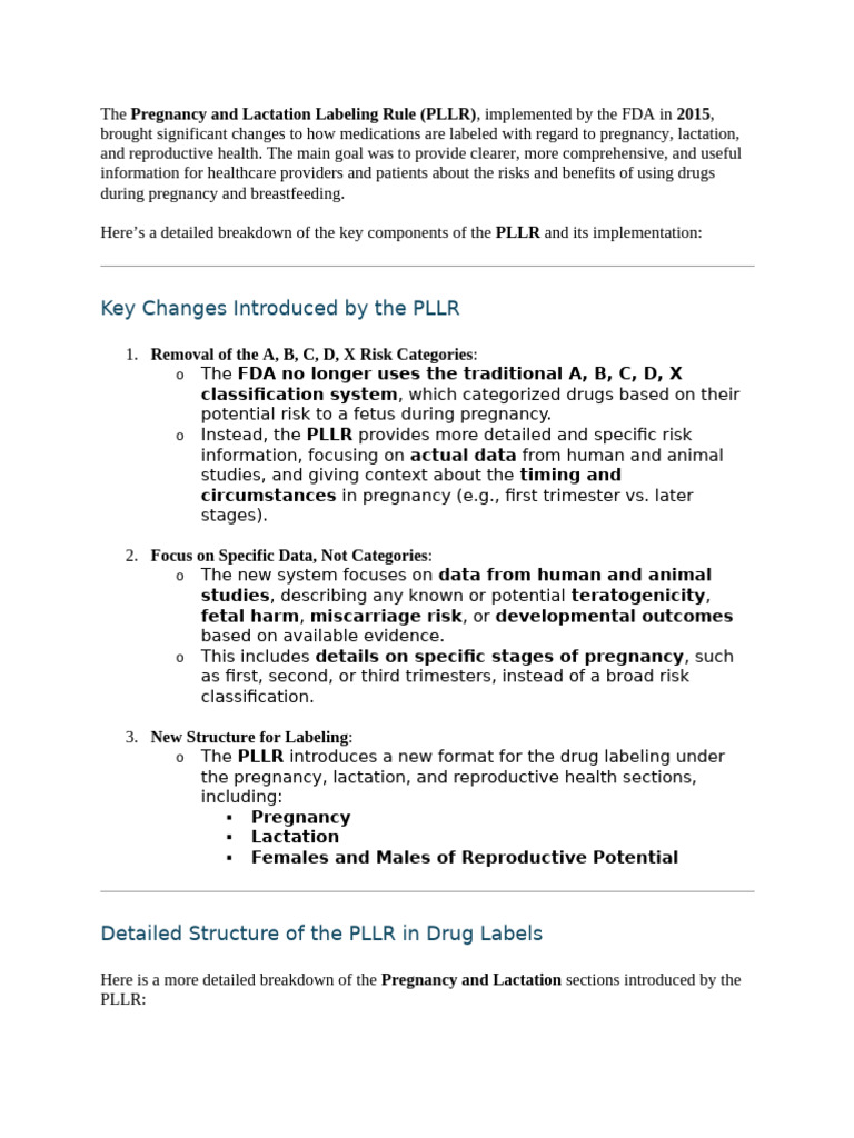 PLLR: New Drug Labeling for Pregnancy | PDF | Pregnancy | Breastfeeding