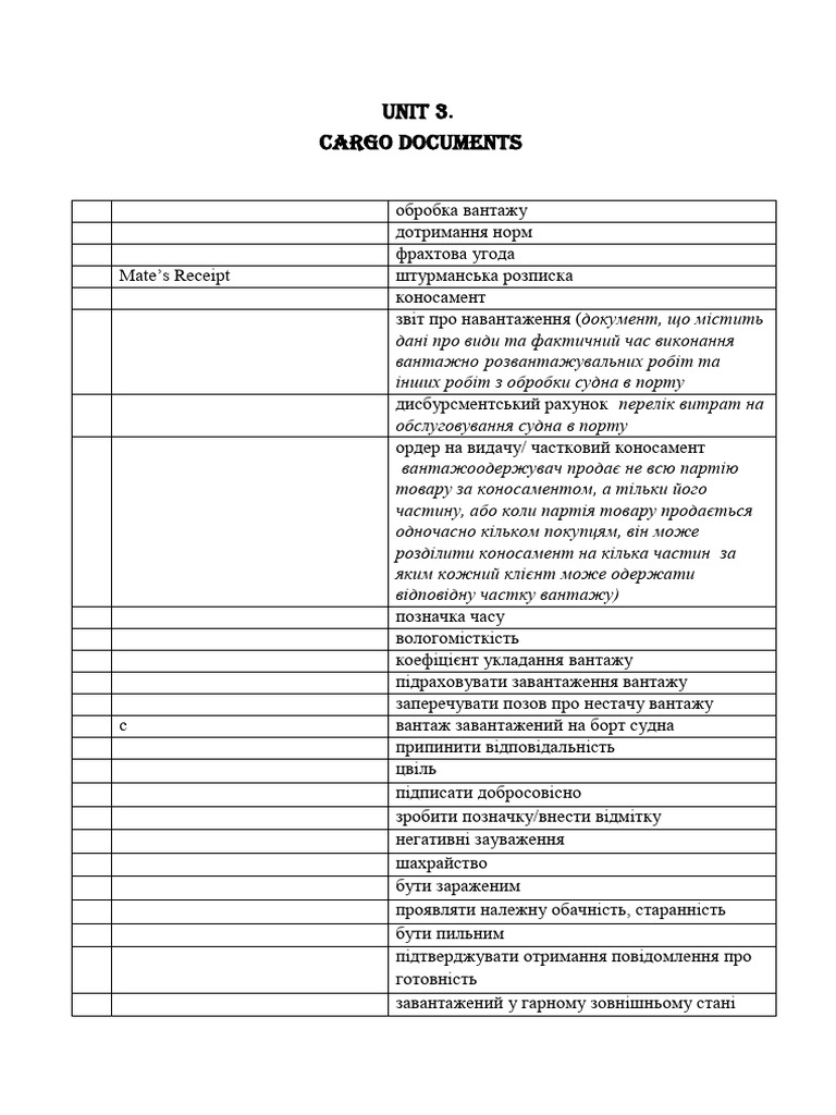 Unit 3 Cargo Documents Rev | PDF | Bill Of Lading | Cargo