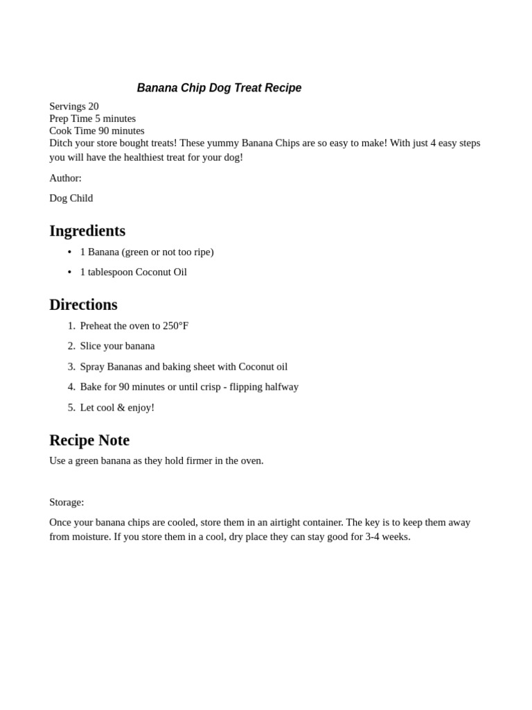 Homemade Banana Chip Dog Treats | PDF
