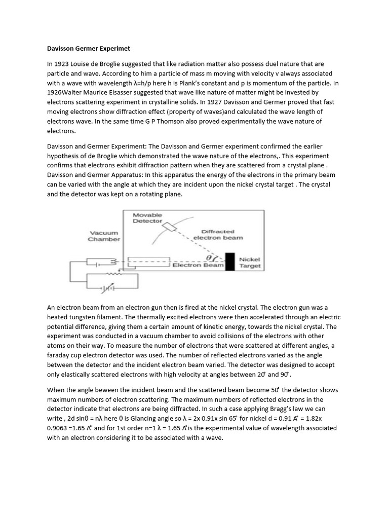 Davisson-Germer Experiment Explained | PDF | Electron | Physical Phenomena