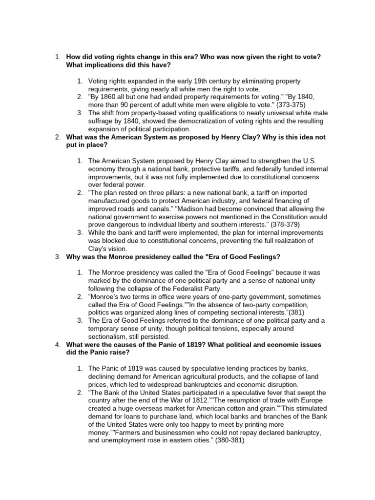 Voting Rights and Political Changes in Early 19th Century America | PDF ...