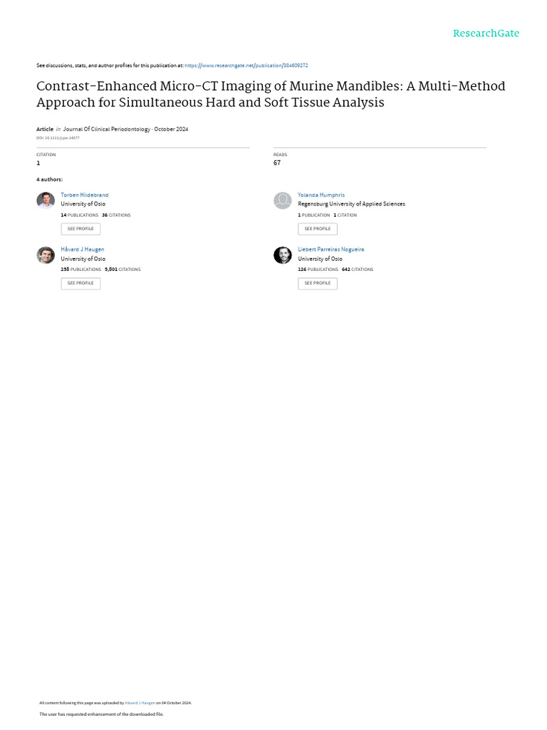 Contrast Enhanced Micro CT Imaging of Murine Mandibles: A Multi Method ...