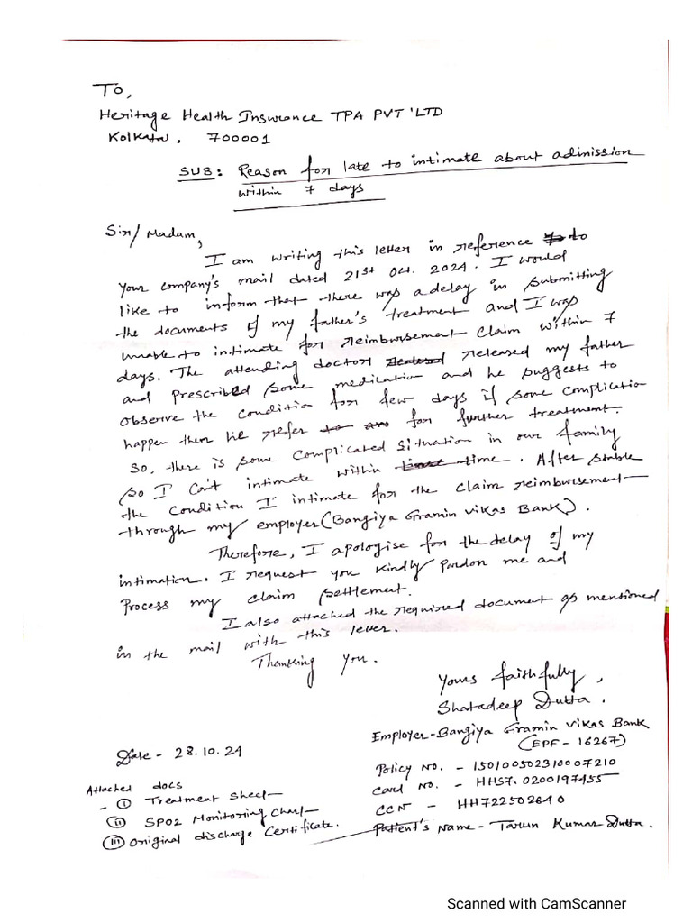 Pardon For Late Intimation | PDF