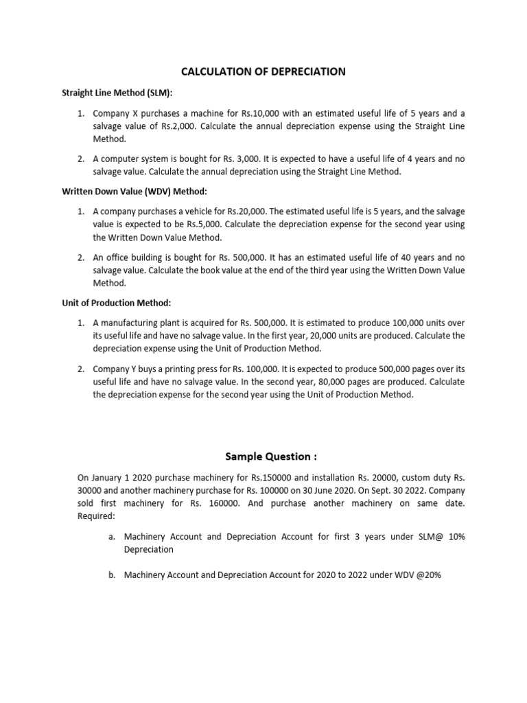 Depreciation Calculation Methods Explained | PDF