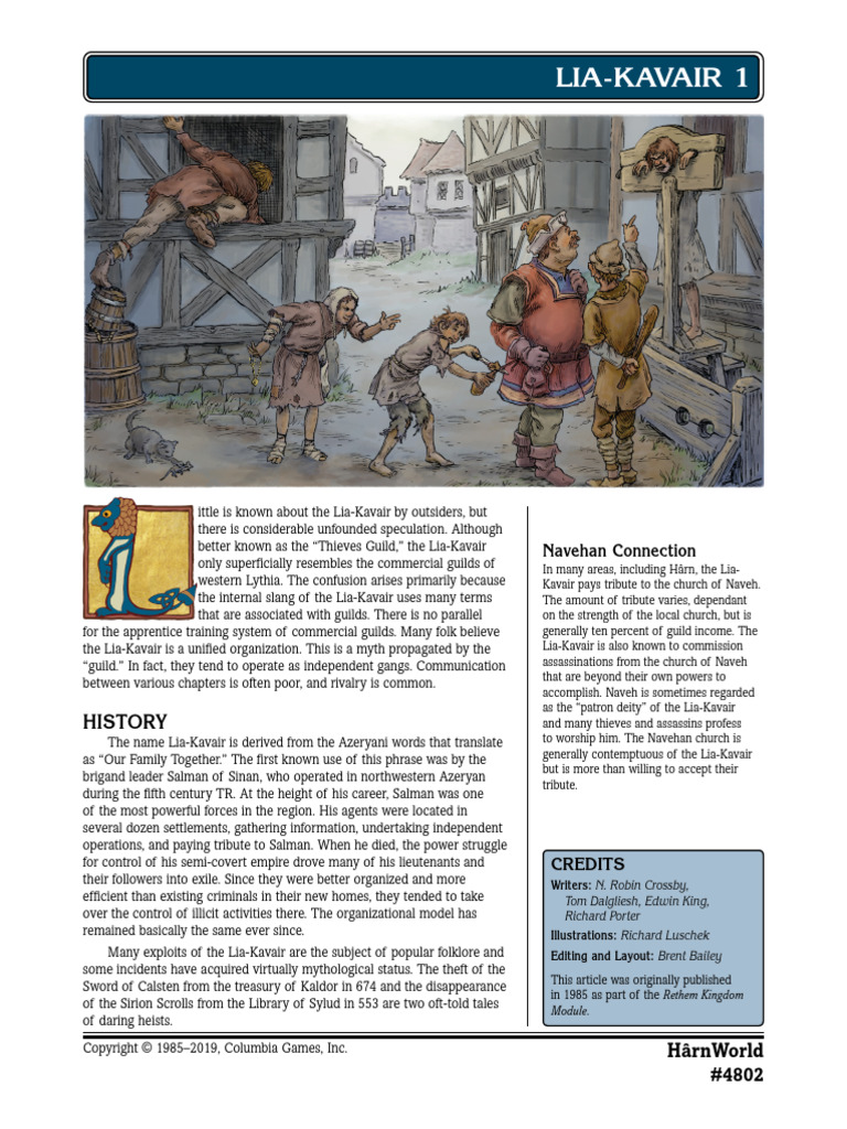 HârnWorld CG Lia Kavair Thieves' Guild OEF, 2019 CG4802 | PDF ...