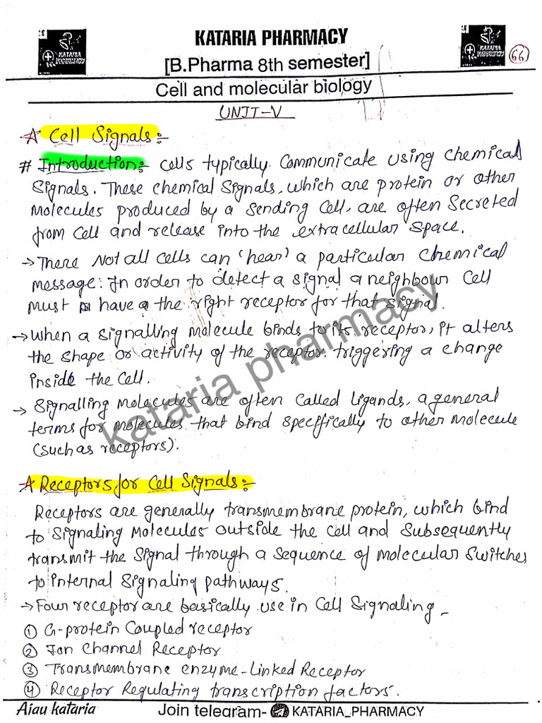 Cell Molecular Biology (Unit-5) 8th Seme | PDF