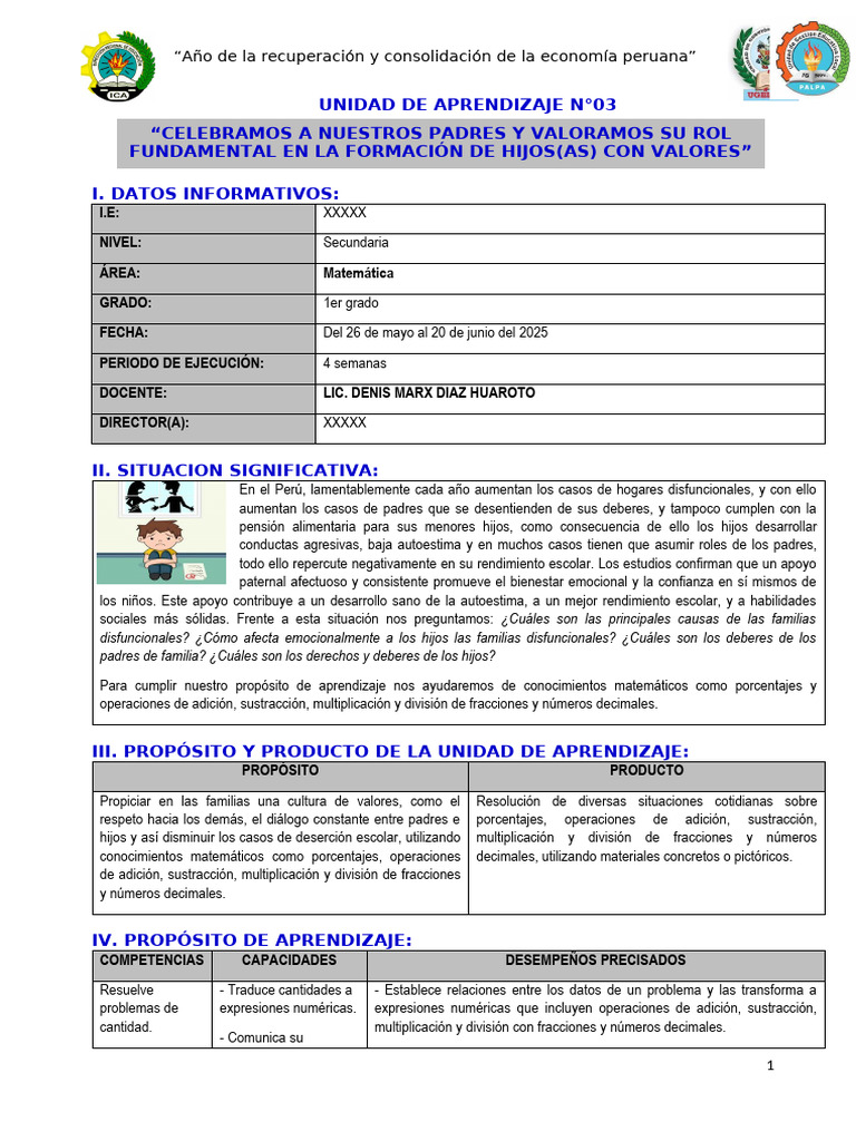 1ero Uda3 2025 | PDF | Porcentaje | Evaluación