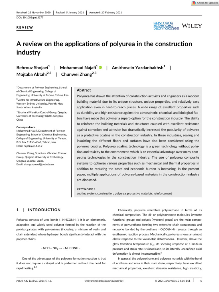 4 - A Review On The Applications of Polyurea in The Construction | PDF ...