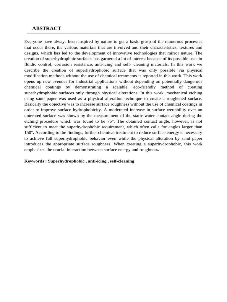 Development of A Rough Surface For Water Manipulation 23 | PDF | Hydrophobe | Chemistry