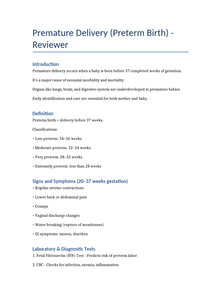 Understanding Premature Delivery Risks | PDF | Preterm Birth | Childbirth