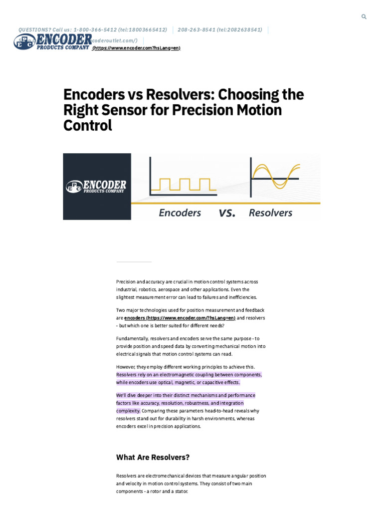Resolvers vs. Encoders - Choosing The Right Sensor For Motion Control | PDF | Electrical ...