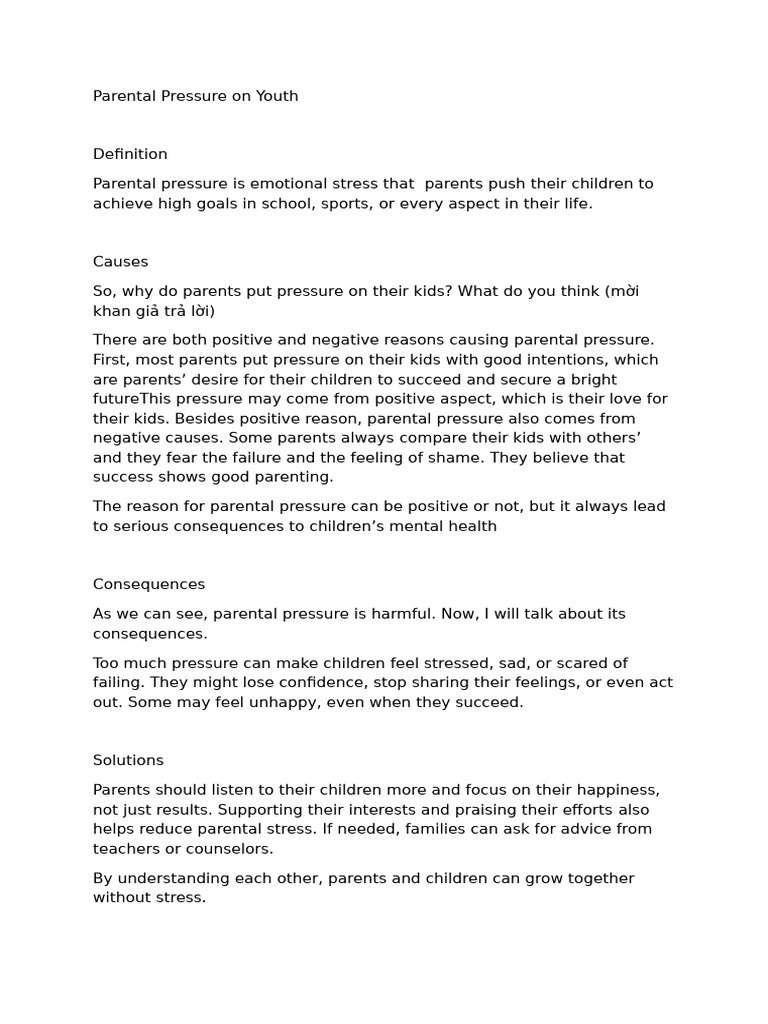 Parental Pressure | PDF