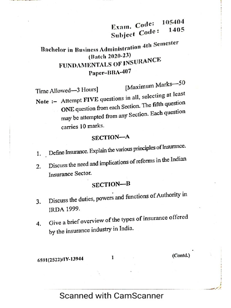 Foi Bba 4th Sem 2022 | PDF