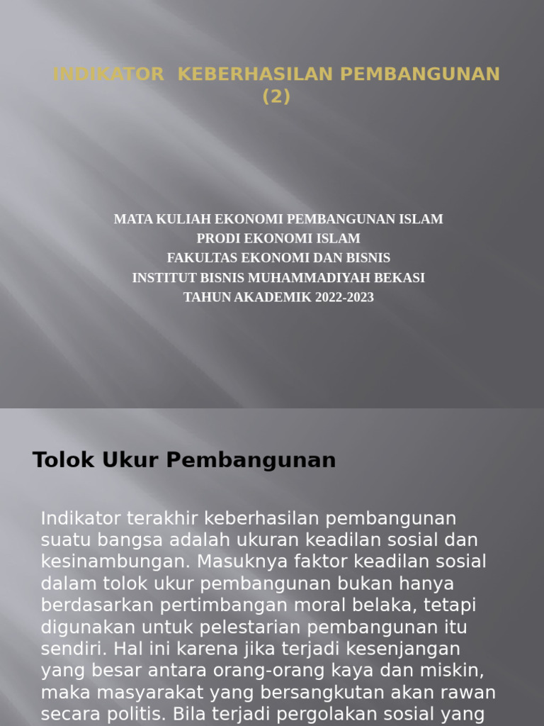 Materi Per-7 Indikator Keberhasilan Pembangunan | PDF