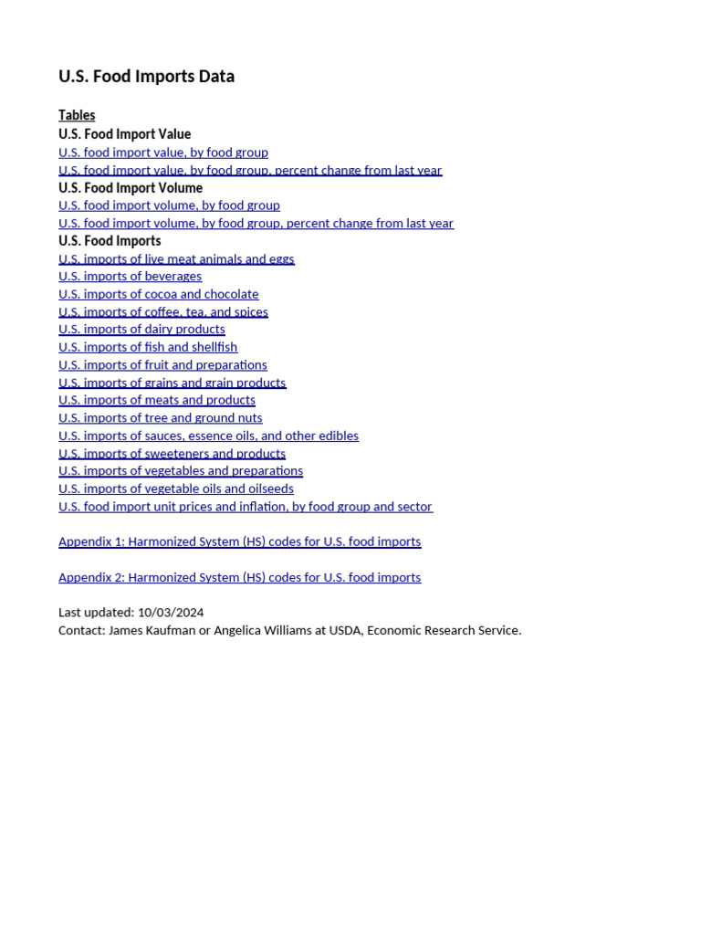 U.S. Food Imports Overview 2023 | PDF | Foods | Drink