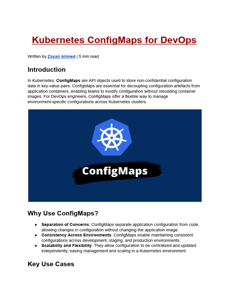 Kubernetes ConfigMaps for DevOps | PDF | Utility Software | System Software