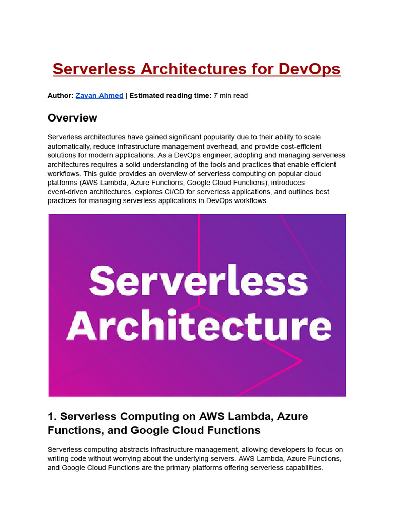 Serverless Architectures For DevOps | PDF | Cloud Computing | Amazon Web Services