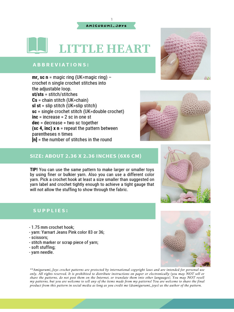 Easy Crochet Little Heart Pattern | PDF | Crochet | Crafts