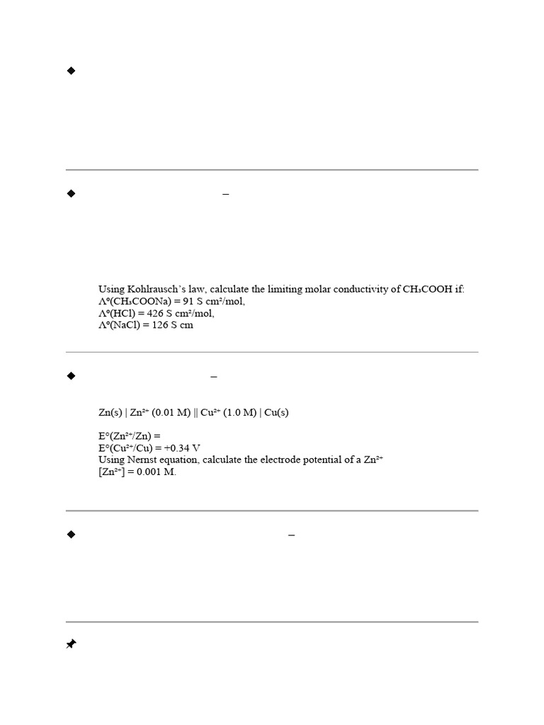 Electrochemical Cells Worksheet | PDF | Electrochemistry | Electrode