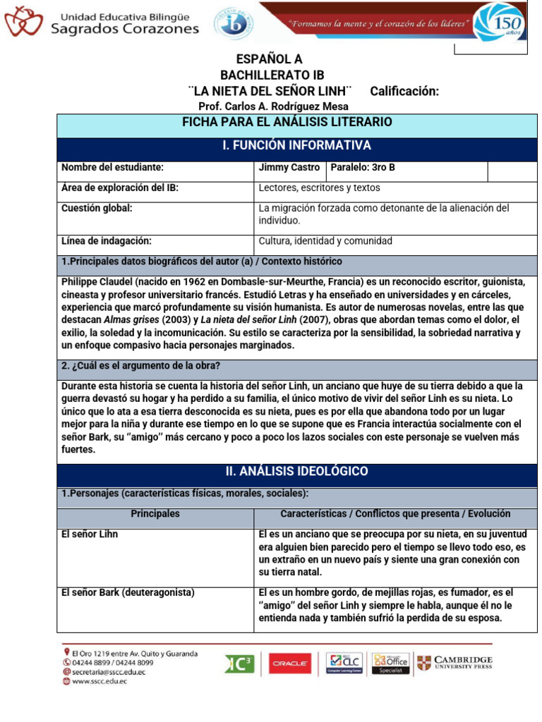 Ficha Final | PDF | Autor | Novelas