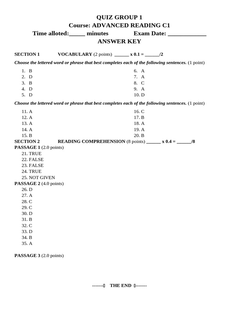 (ARC1) Quiz Template | PDF