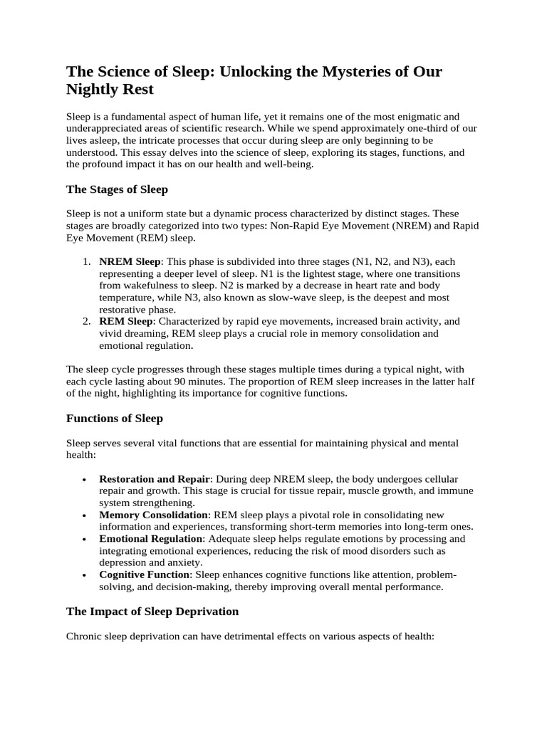 The Science of Sleep | PDF | Sleep | Sleep Deprivation