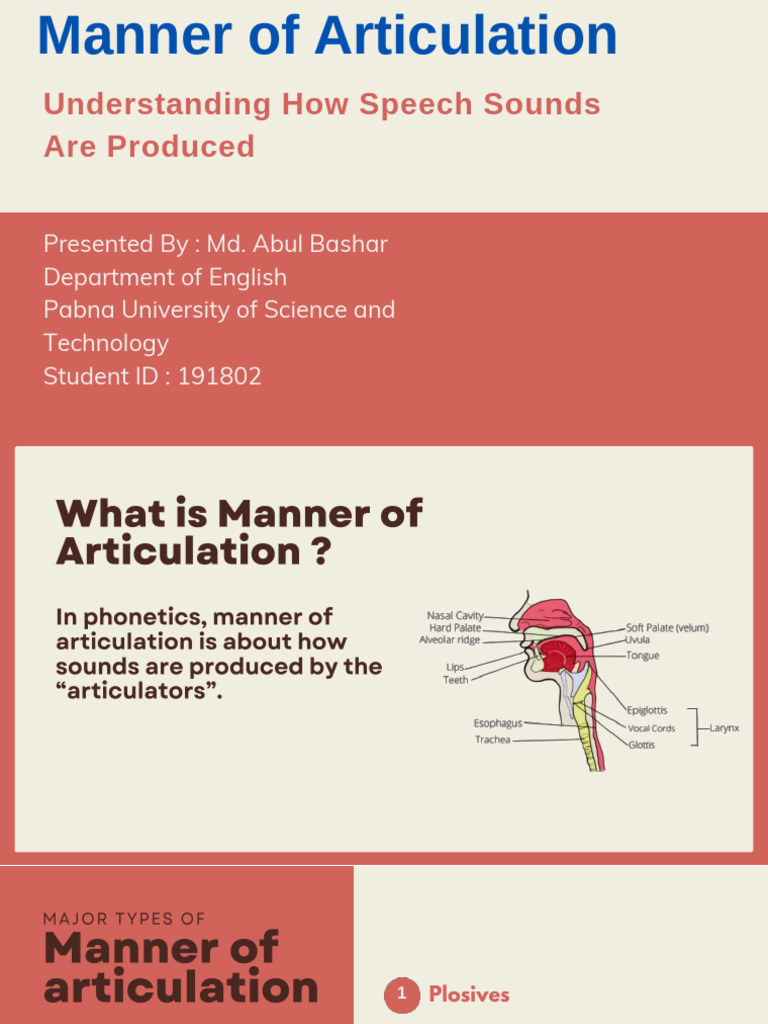 Manner of Articulation | PDF