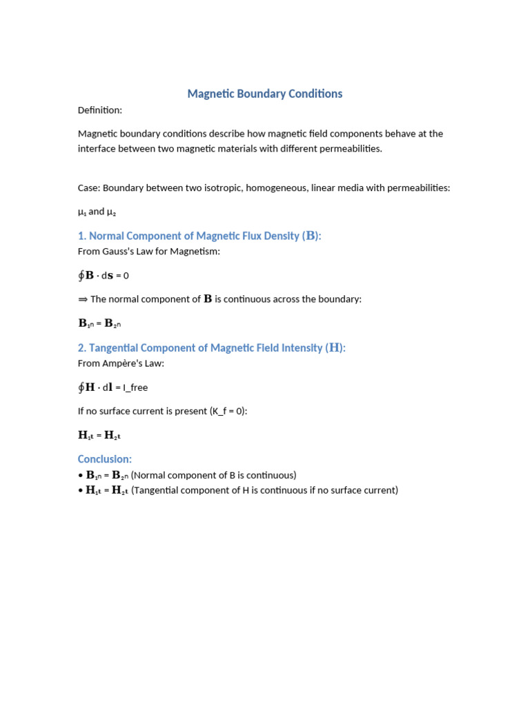 Magnetic Boundary Conditions | PDF
