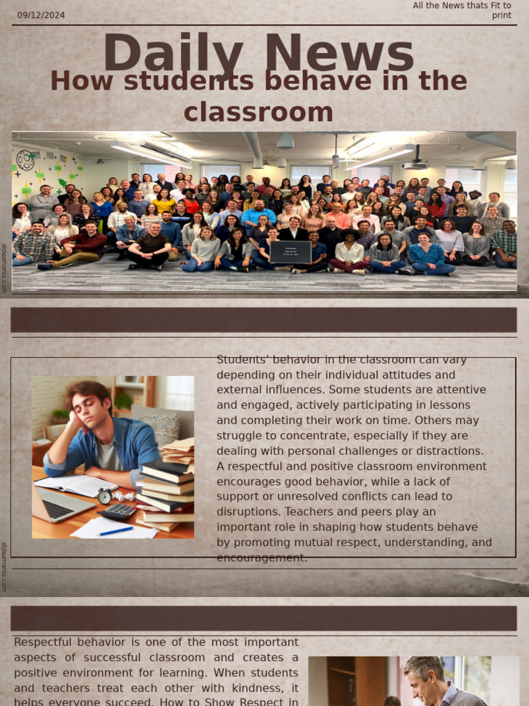 Newspaper Style Presentation | PDF | Classroom | Teachers