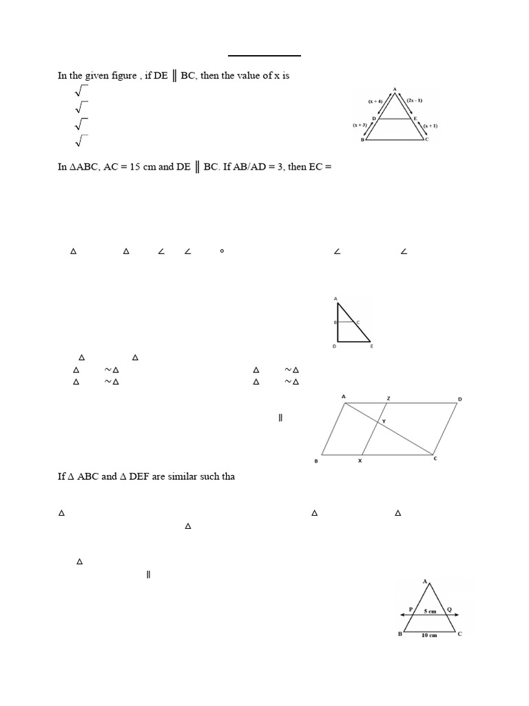 Class 10 - Math - Triangles Worksheet 2025-26 | PDF | Triangle | Euclidean Geometry