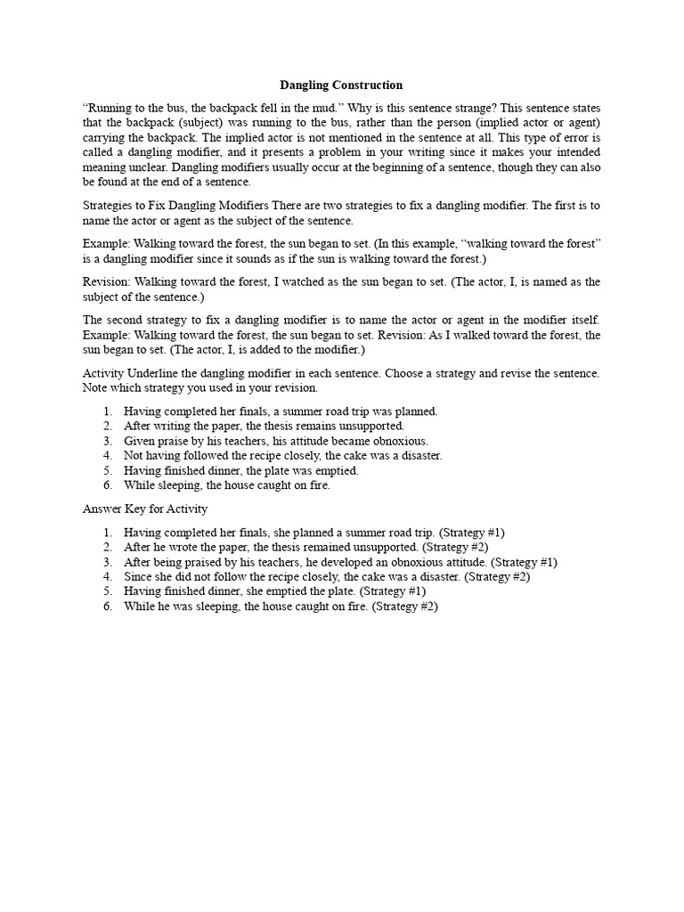 Dangling Construction | PDF