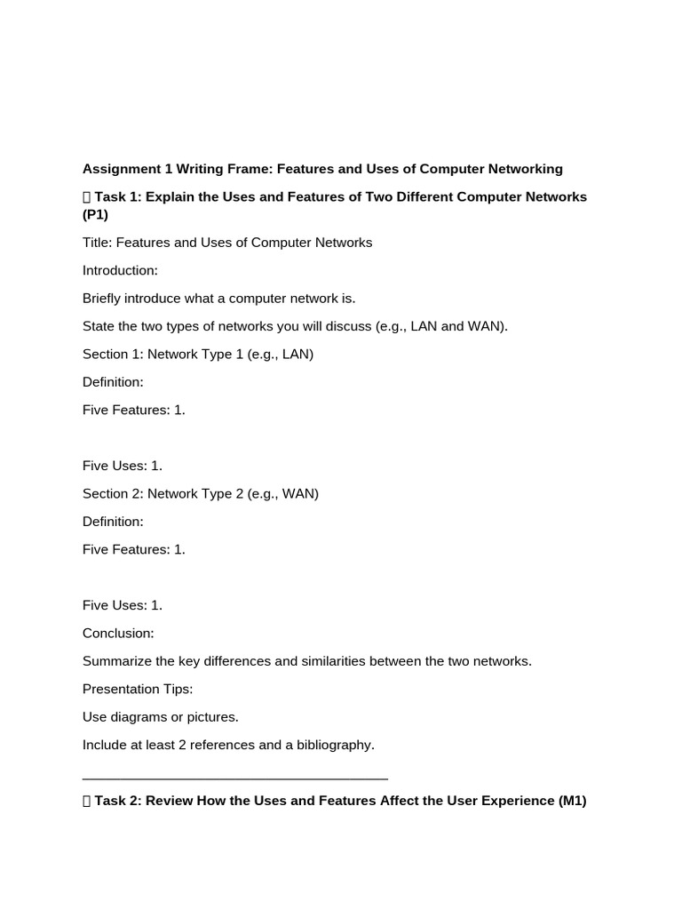 Assignment 1 Writing Frame | PDF | Computer Network | Local Area Network