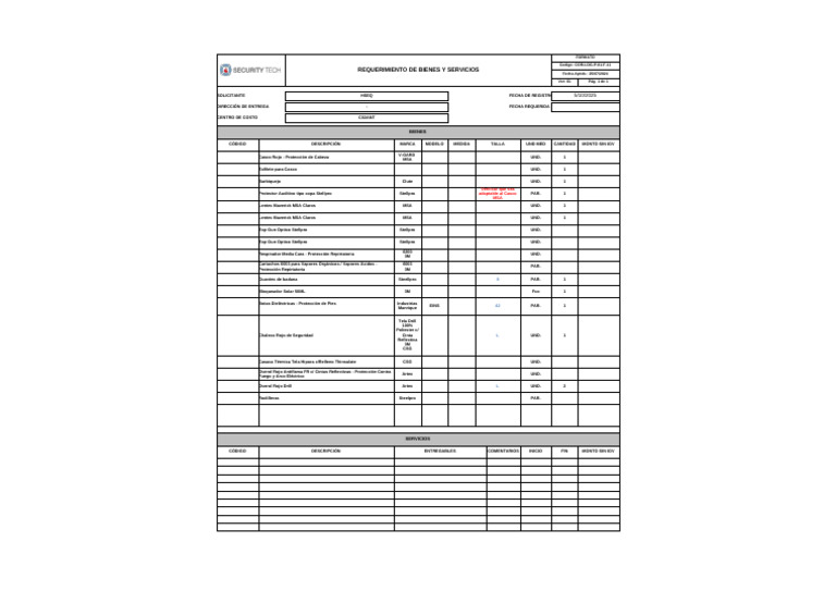 Cor Log P 01 F 11 Requerimiento Epp Cosco | PDF