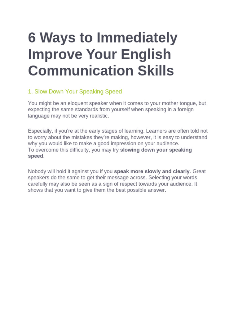 How To Improve English Communication | PDF | English Language | Word