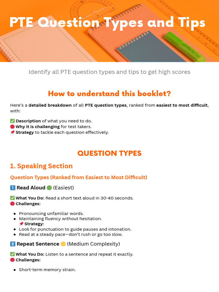 PTE Questio Types and Tips | PDF | Multiple Choice | Question