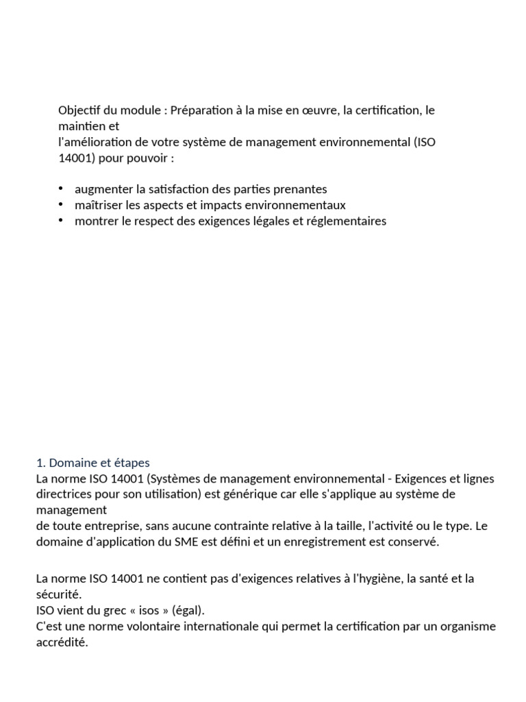 Formation ISO 14001 : Mise en œuvre et certification | PDF | Gestion ...