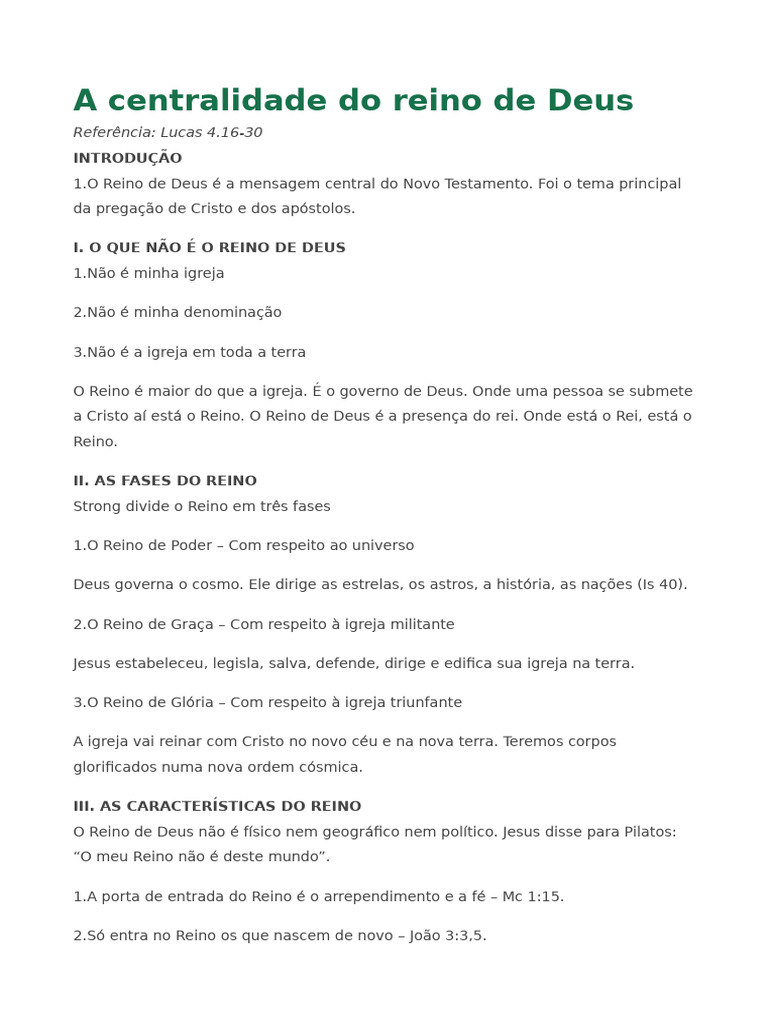 A Centralidade Do Reino de Deus | PDF | O Reino de Deus | Jesus