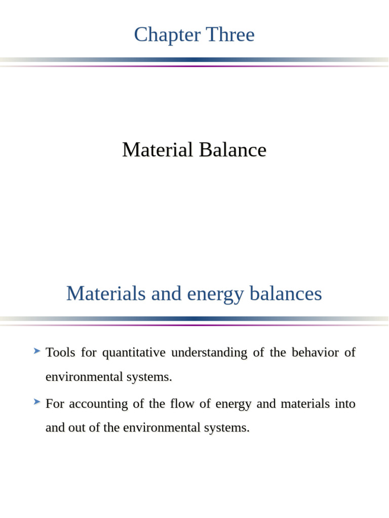 ch3 Material Balance Part One | PDF | Sewage | Chemical Reactor